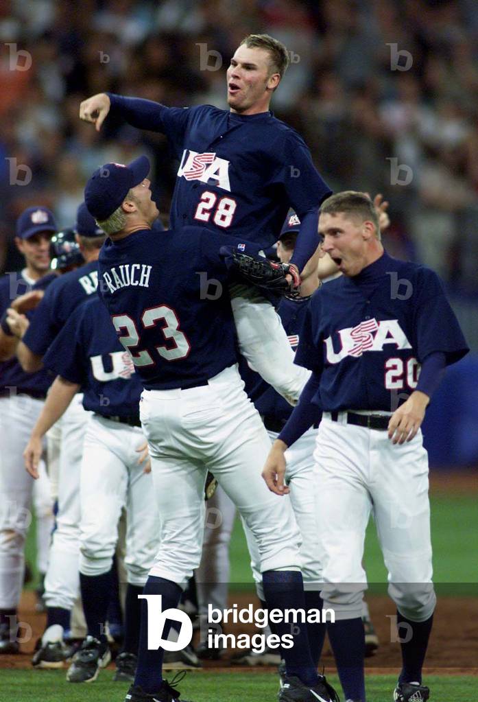 Image of USA WINNING PITCHER SHEETS CELEBRATES AT OLYMPIC BASEBALL ...