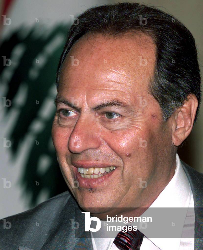 Image of Lebanese President Emile Lahoud speaks during an interview ...