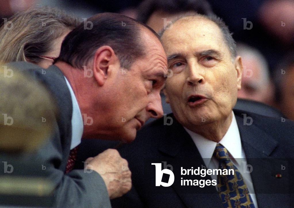 Image of French President Francois Mitterrand (R) seen with ...