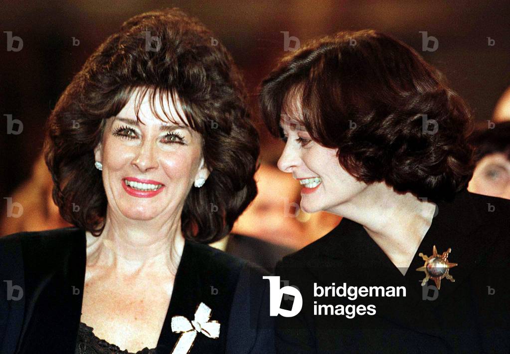Image of Wife of Labour leader -Tony Blair, Cherie Booth (R) laughs