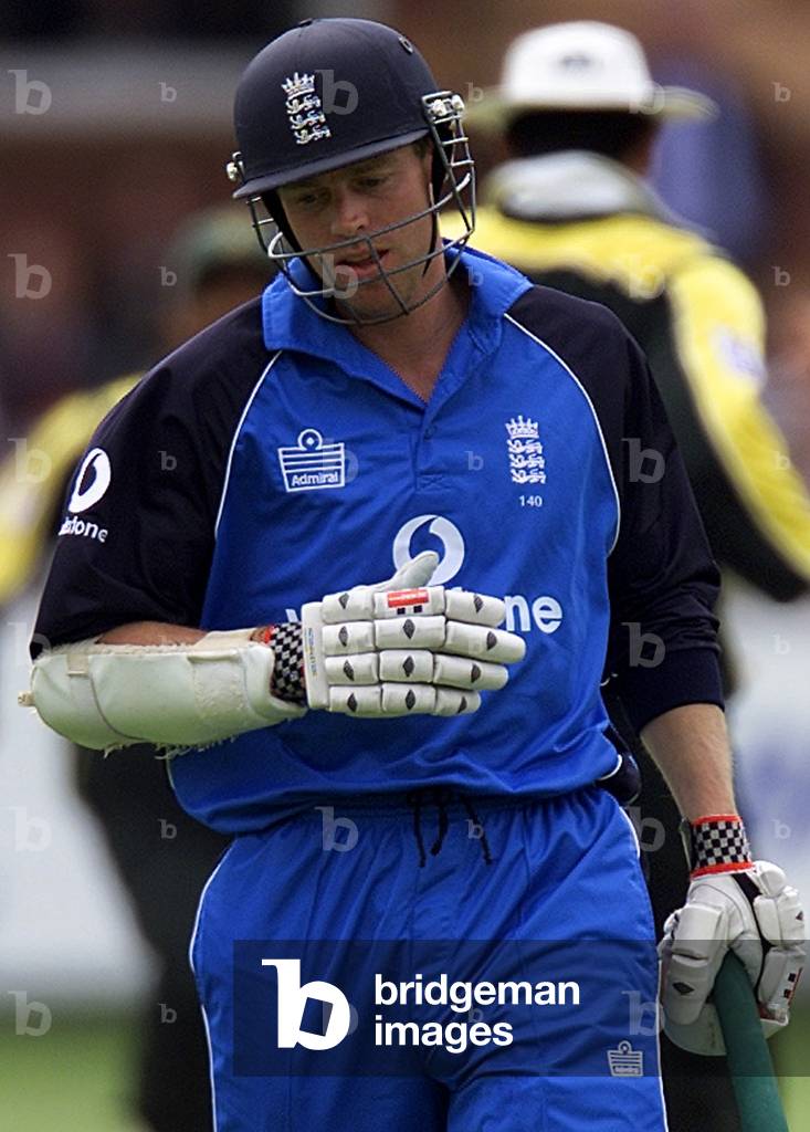 Image of ENGLAND'S NICK KNIGHT LOOKS DEJECTED AFTER LSOING HIS WICKET AT