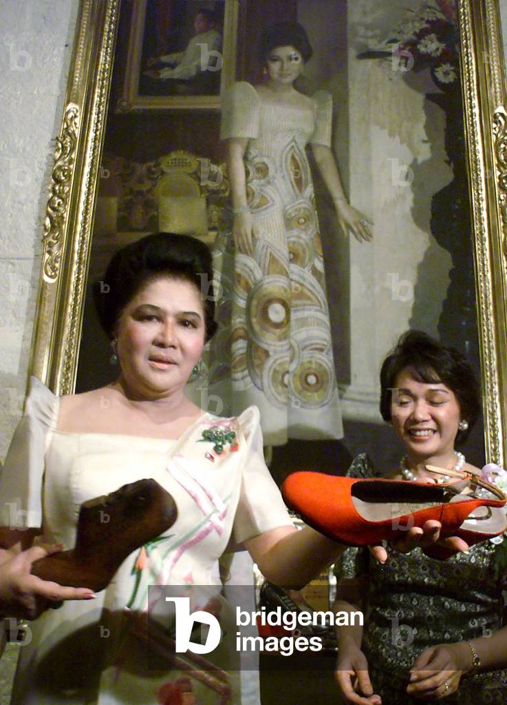 Image of FORMER PHILIPPINE FIRST LADY IMELDA MARCOS SHOWS ONE OF HER