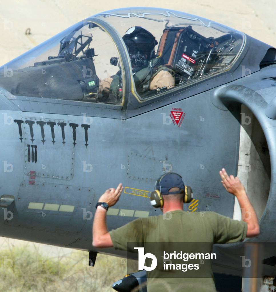 Image of BRITISH HARRIER G7 MARKED WITH SEVEN PAVEWAY AND THREE FREEFALL