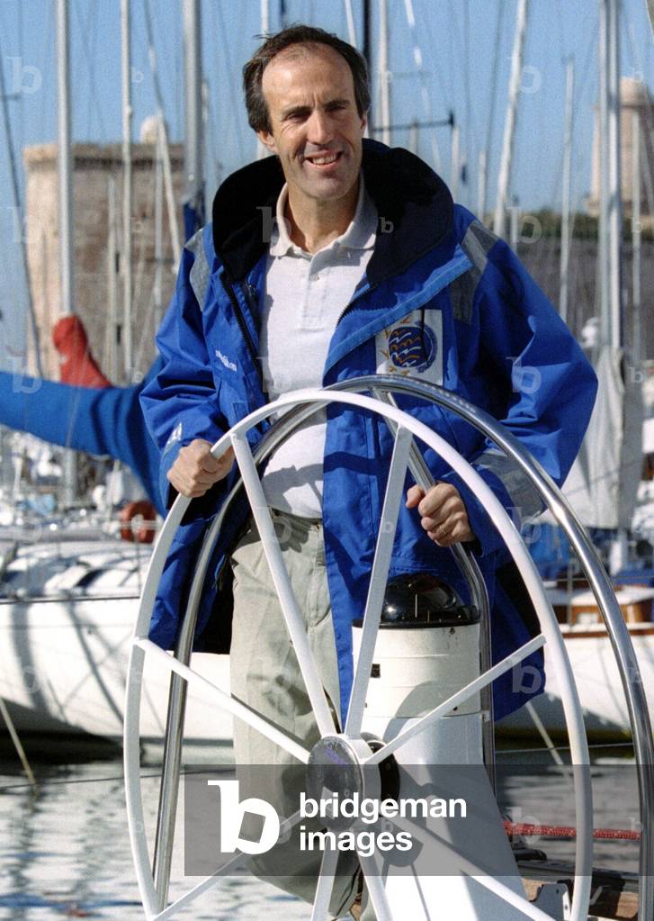 Image of French skipper Marc Pajot, on board the "Grand Mistral", before