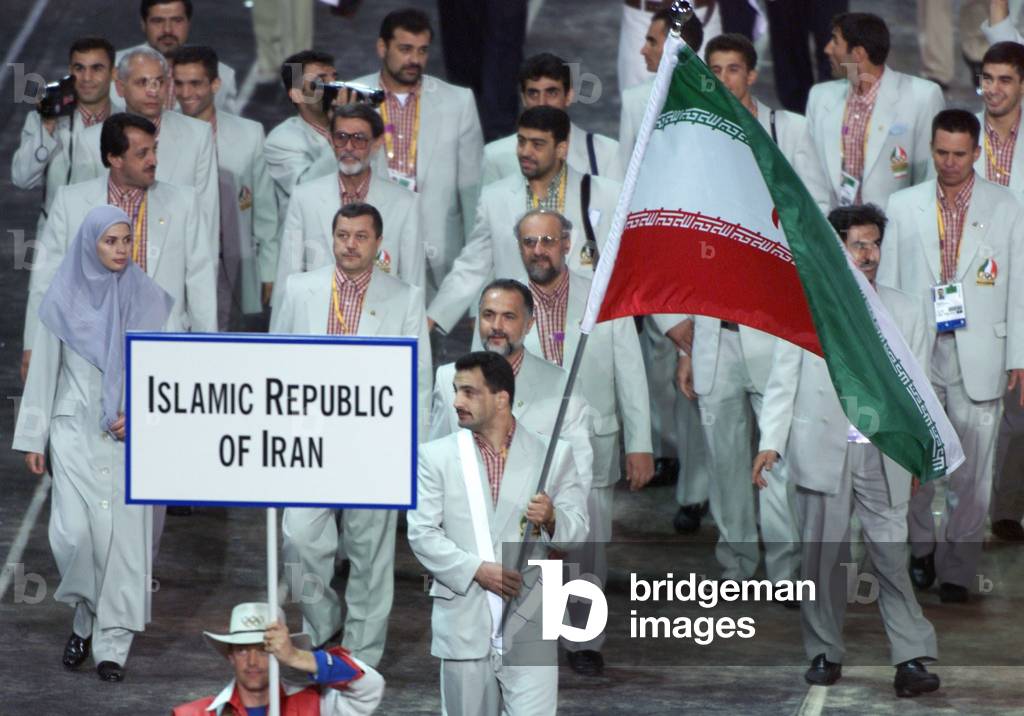 Image of IRANIAN ATHLETES PARADE AT OLYMPICS OPENING, 2000-09-15 (photo)