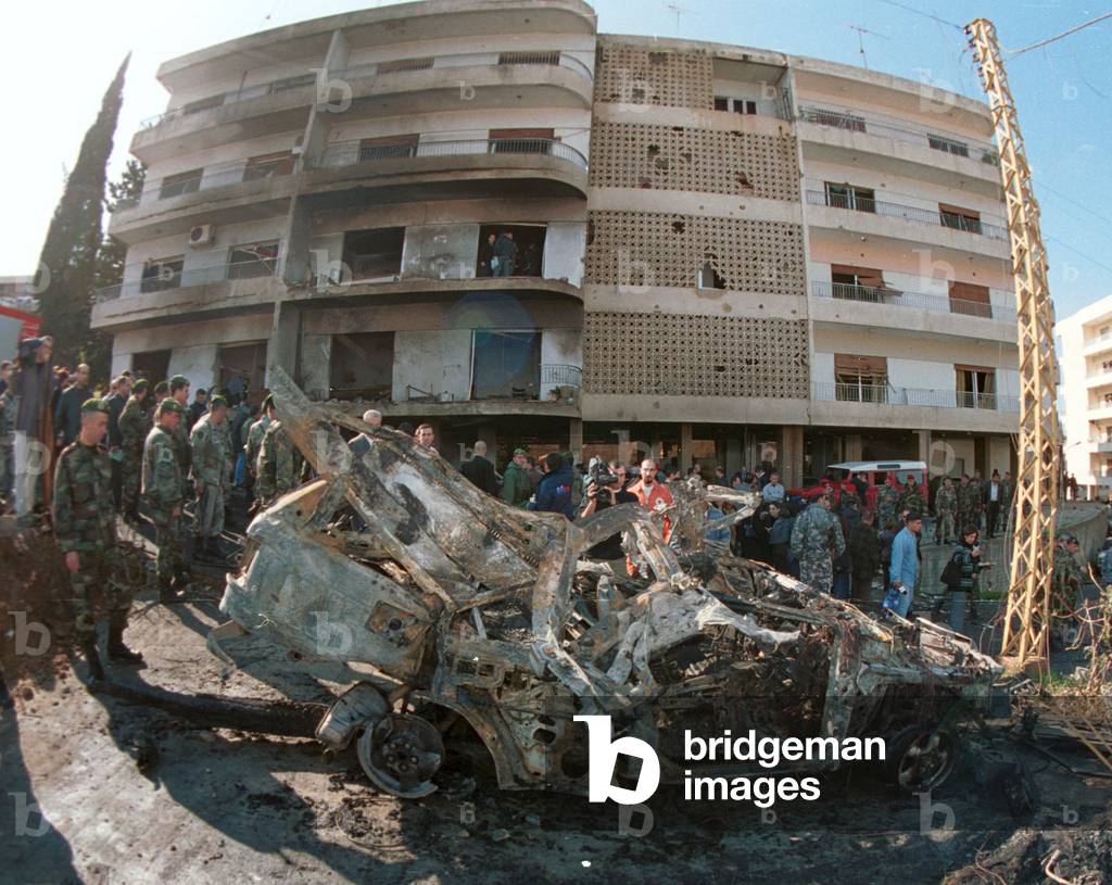 Image of DESTROYED CAR OF ELIE HOBEIKA LIES GUTTED AFTER BLAST IN