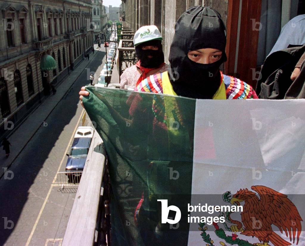 Image of A Mexican Zapatista rebel, wearing traditional indigenous ...