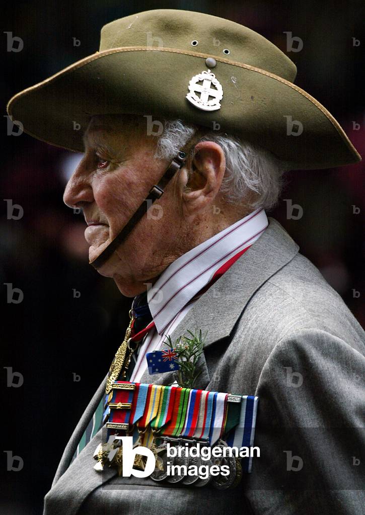Image of WORLD WAR II VETERAN MAJOR-GENERAL PAUL CULLEN PREPARES TO WALK