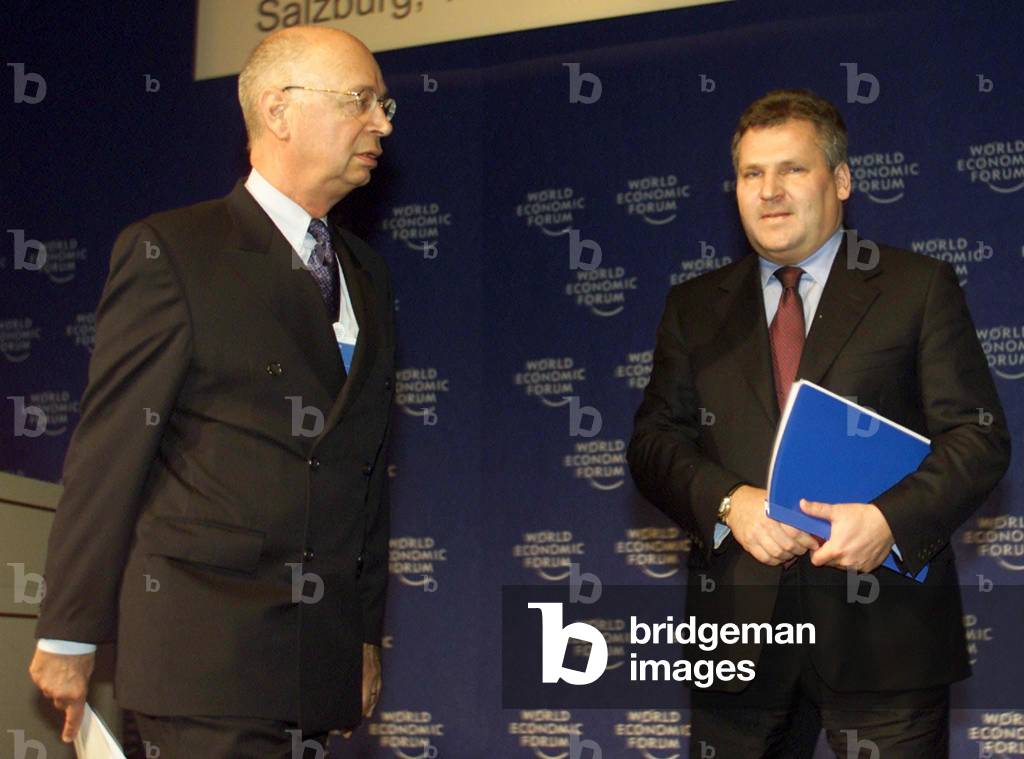 Image of ALEKSANDER KWASNIEWSKI AND KLAUS SCHWAB AT THE OPENING OF THE
