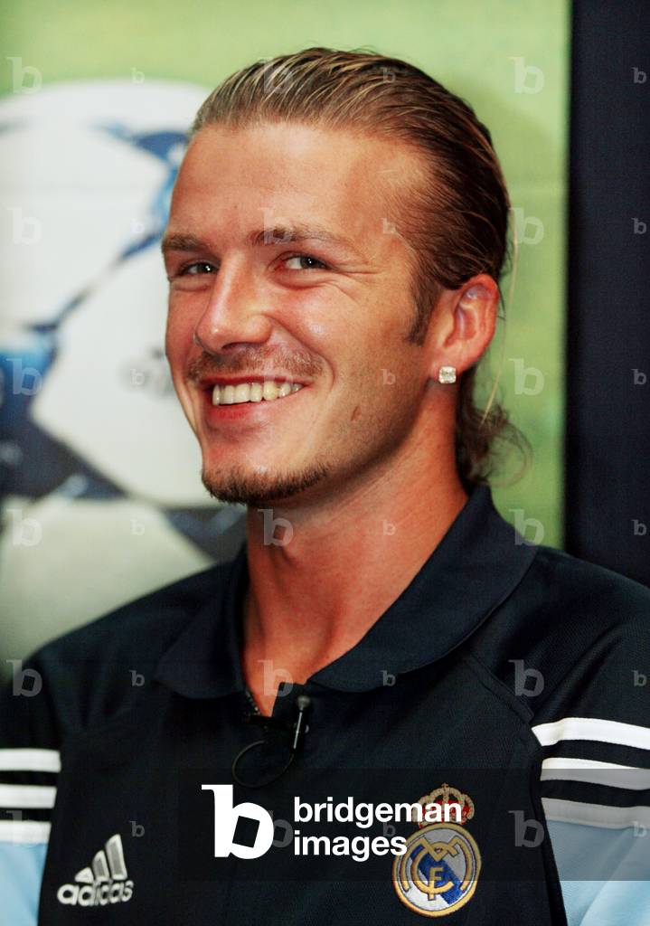 Image of REAL MADRID'S DAVID BECKHAM SMILES DURING AN INTERVIEW IN TOKYO,