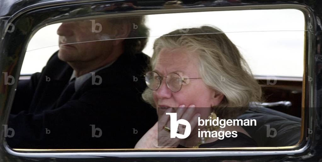 Image of Nancy O'Connor departs the funeral of her late husband, actor