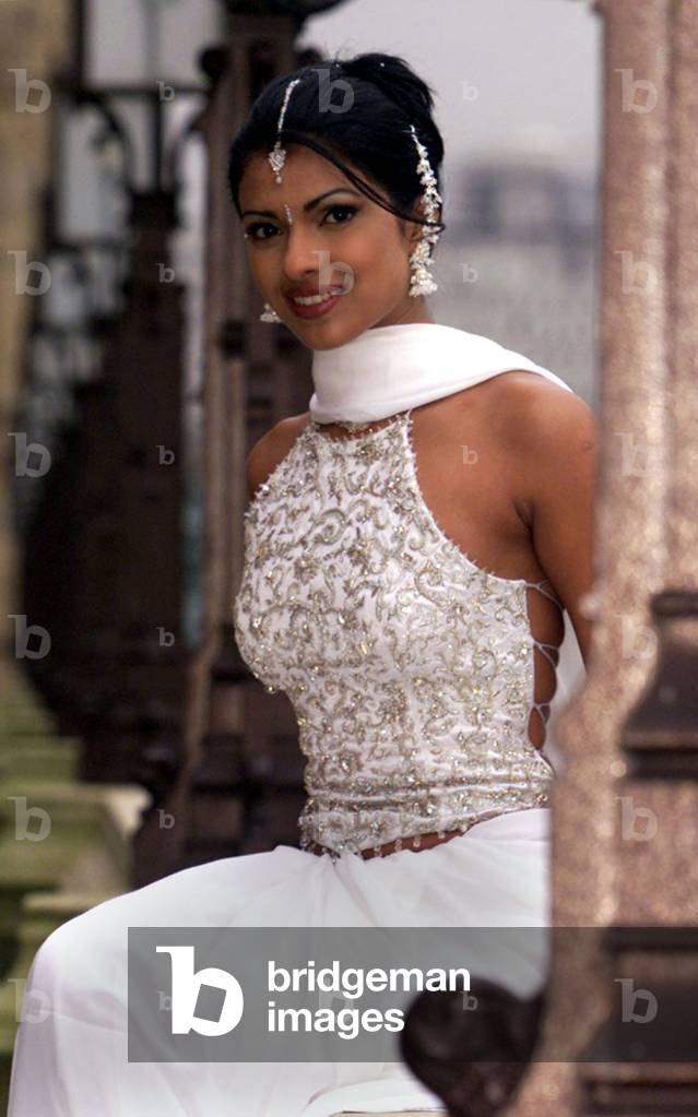 Image of India's Miss World contestant Prianka Chopra poses during a tour
