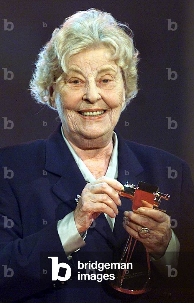 Image of German actress Marianne Hoppe displays her "Golden Camera ...