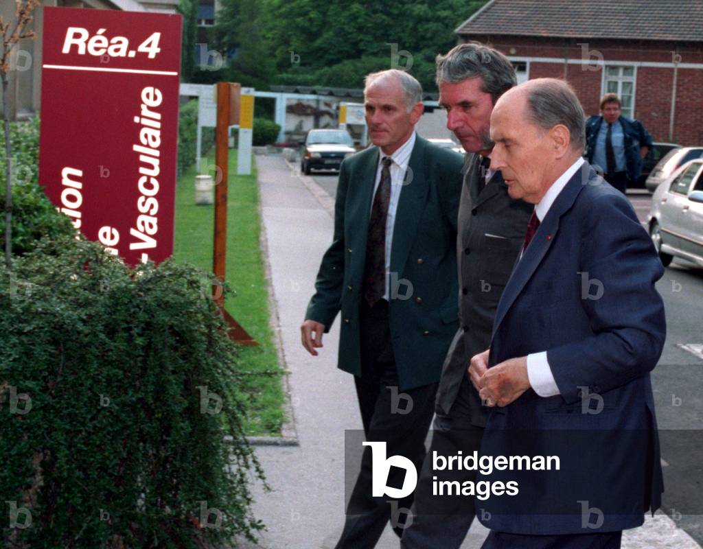 Image of French President Francois Mitterrand (r) and his doctor Claude ...