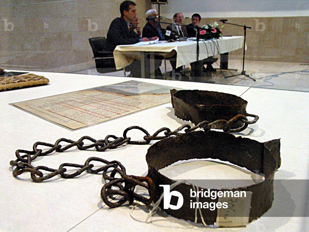Image of Original chains and manacles worn by inmates of World War