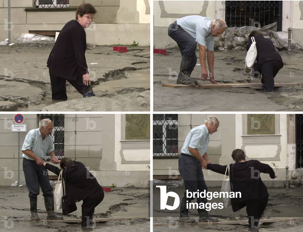 Image of A COMBINATION OF FOUR PICTURES SHOWS A MAN RESCUING A