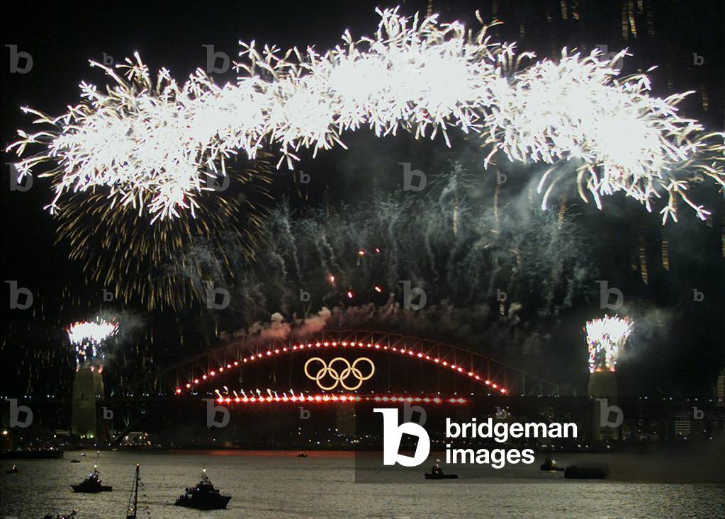 Image of The Olympic rings are lit up during the world's most