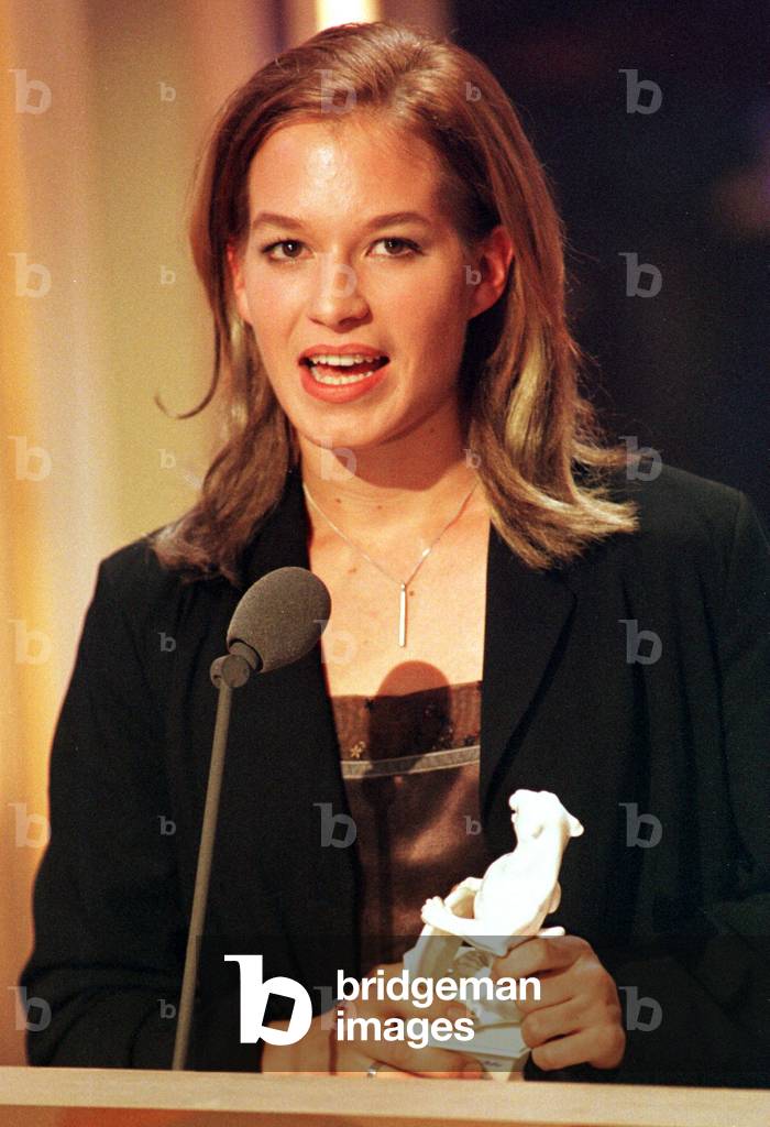 Image of German actress Franka Potente during her speech after she received