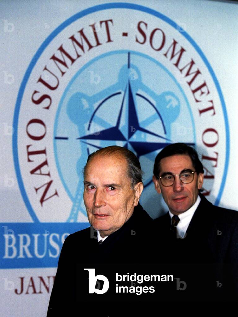 Image of French President Francois Mitterrand (L) and French Ambassador ...