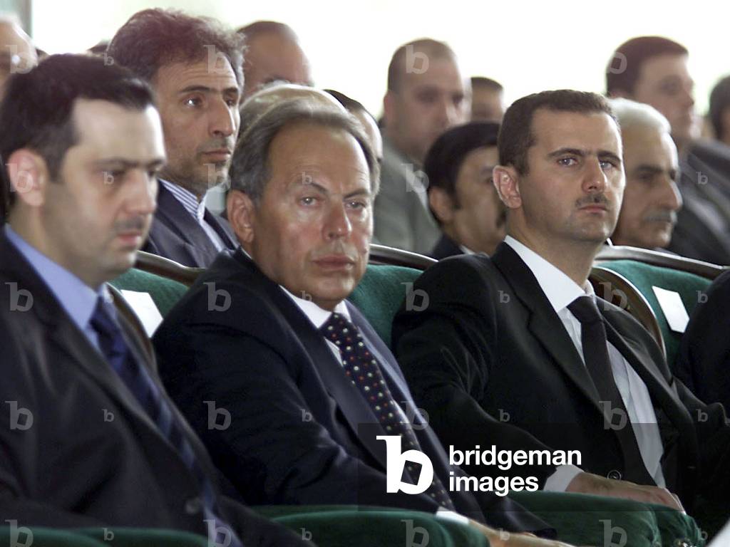 Image of Syrian President Bashar al-Assad (R), Lebanese President Emile ...