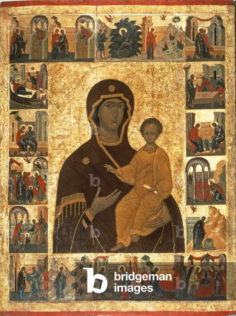 Image of Virgin Hodegetria Icon of Smolensk, c.1450 (tempera on fabric, gesso, by Russian School ...