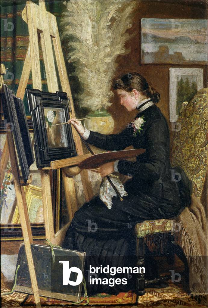 Image of Portrait of Josephine Gillow painting at an easel, 1880 by ...