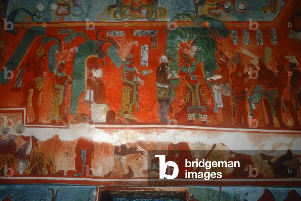 Image of Reproduction of mural from the Temple of Murals, Bonampak ...