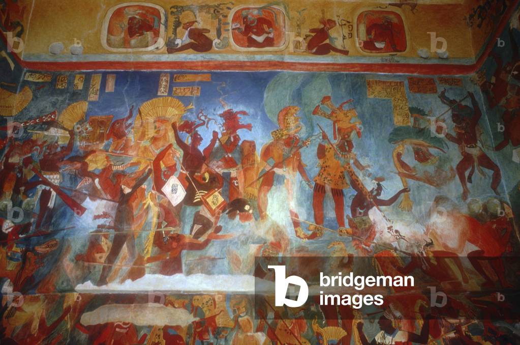 Image of Reproduction of mural from the Temple of Murals, Bonampak ...