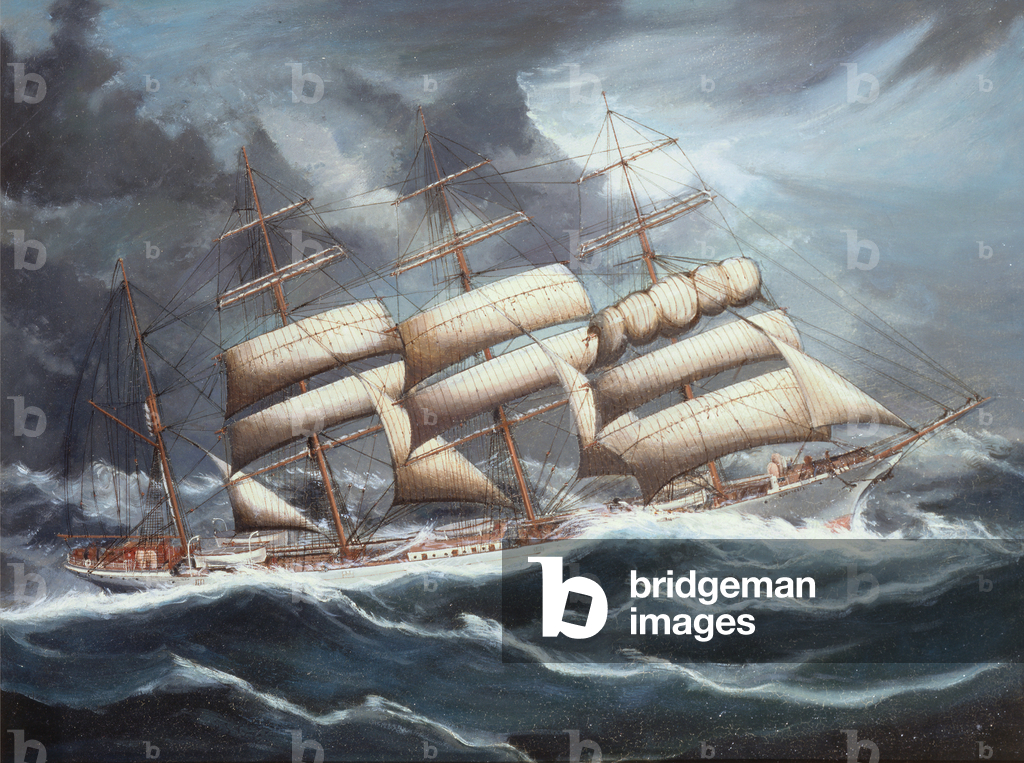 Image of The Barque 'Austrasia' in Foul Weather, c.1900 (oil on canvas ...
