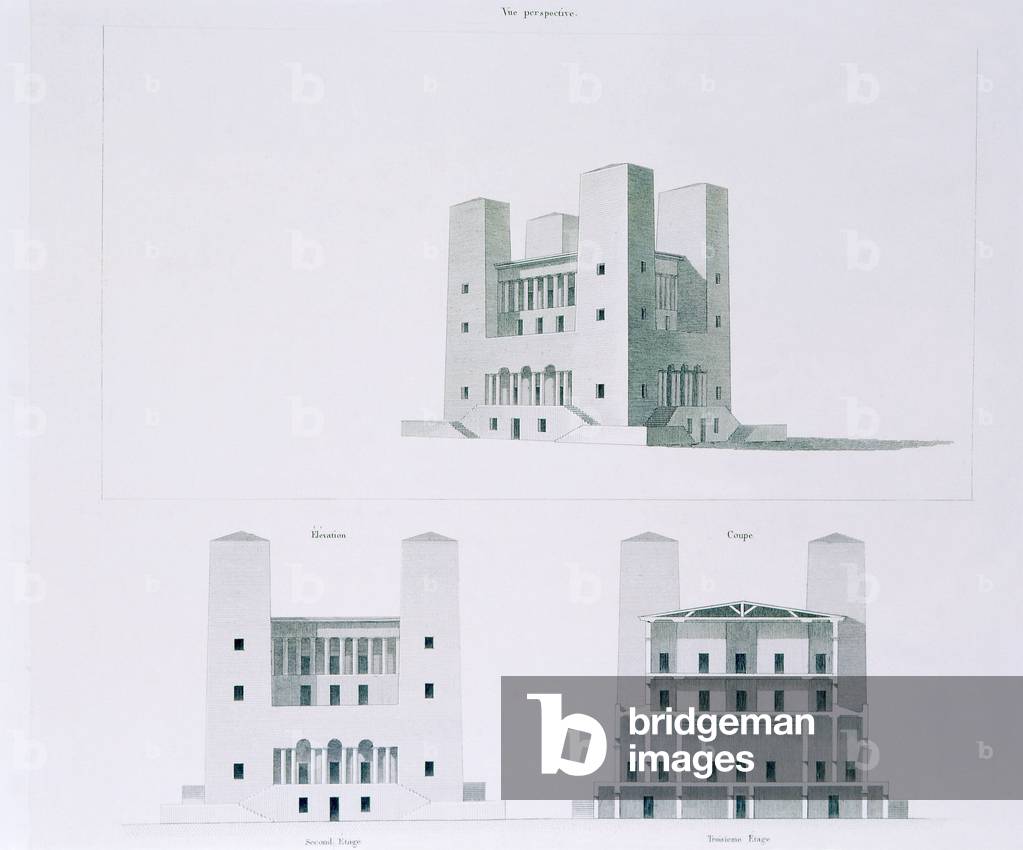 Image of Country house, drawing by architect Claude Nicolas Ledoux ...