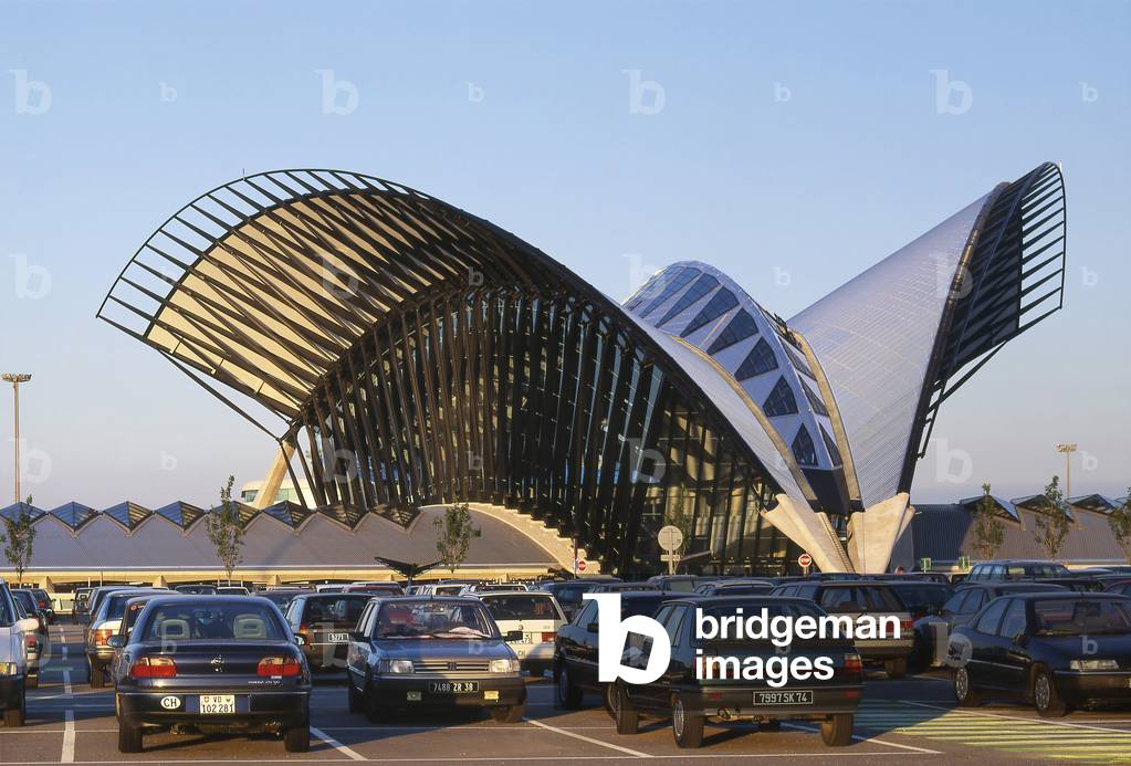 Image of TGV station at Lyon Saint Exupery airport. Architecture of Santiago by Calatrava Valls ...