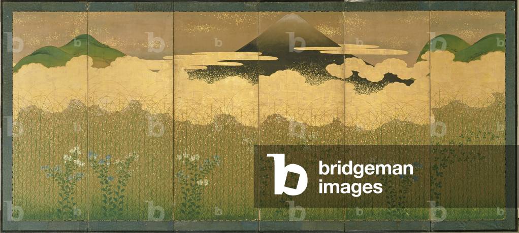 Image of Six-Fold Screen depicting the Musashino Plain, Early Edo ...