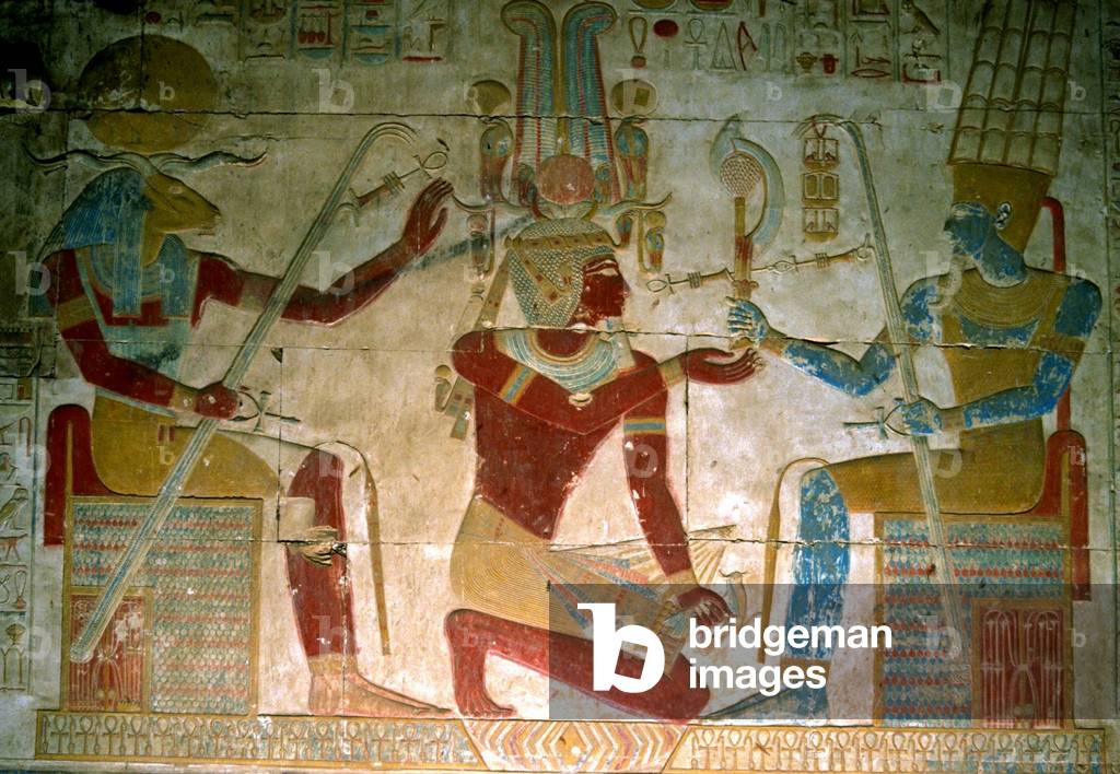 Image of Abydos: Temple of Sethi (Seti) I. Scene of consecration of by ...