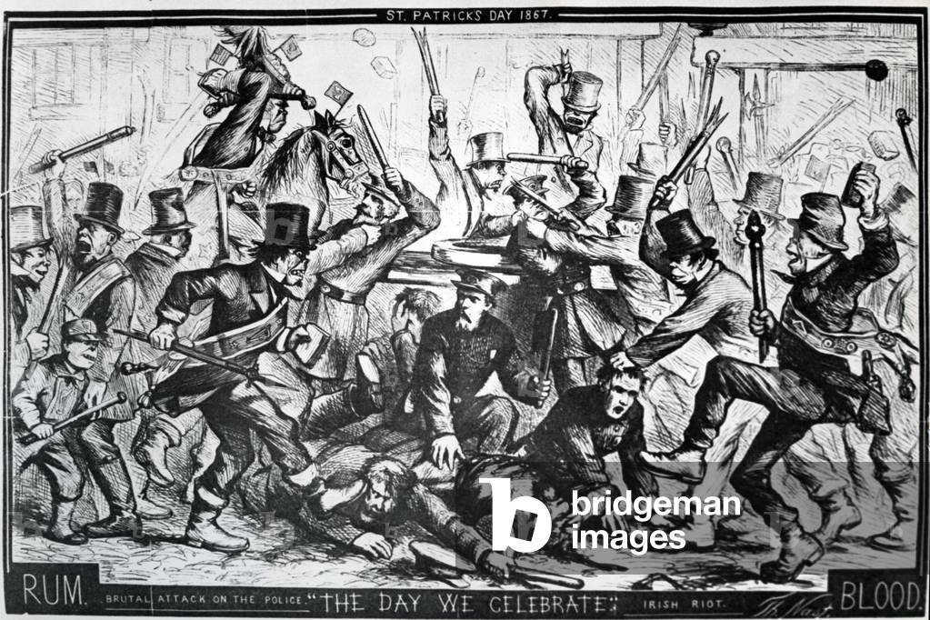 Image of Cartoon depicting the riots in New York on St Patrick's by ...
