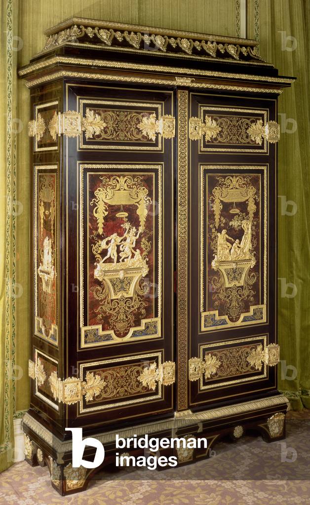 Image of F62 Louis XIV wardrobe, upright, veneered with ebony and Boulle