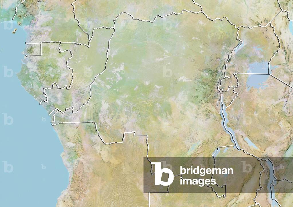 Image of Relief map of Democratic Republic of Congo (with border). This