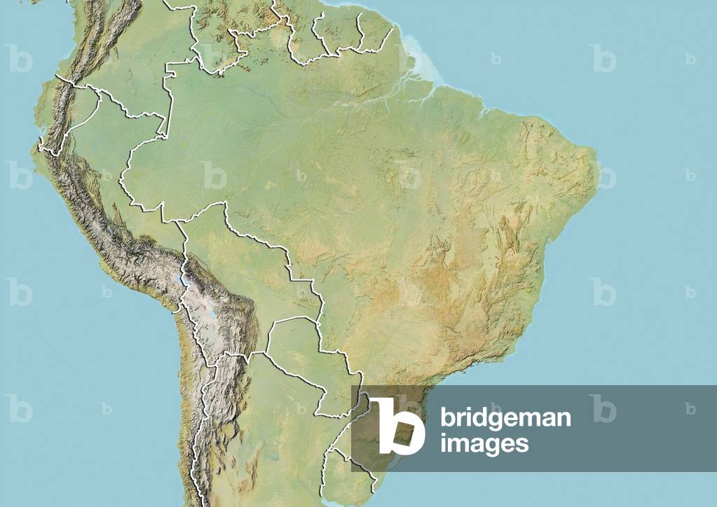 Image of Relief map of Brazil (with border). This image was compiled