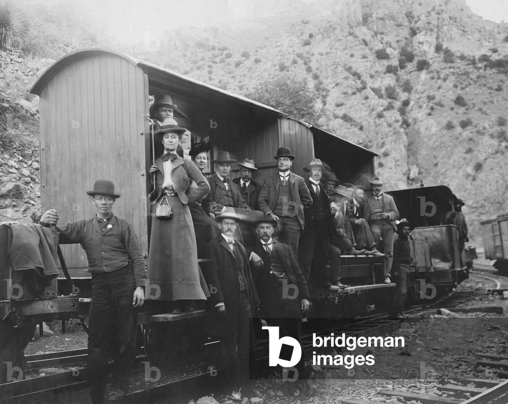 Image of Clifton, Arizona: c. 1890 Tourists on the train into the Shannon
