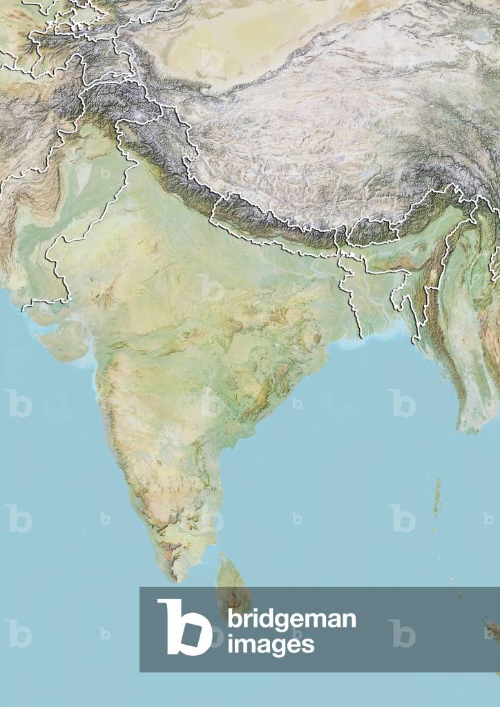 Image of Relief map of India (with border). This image was compiled