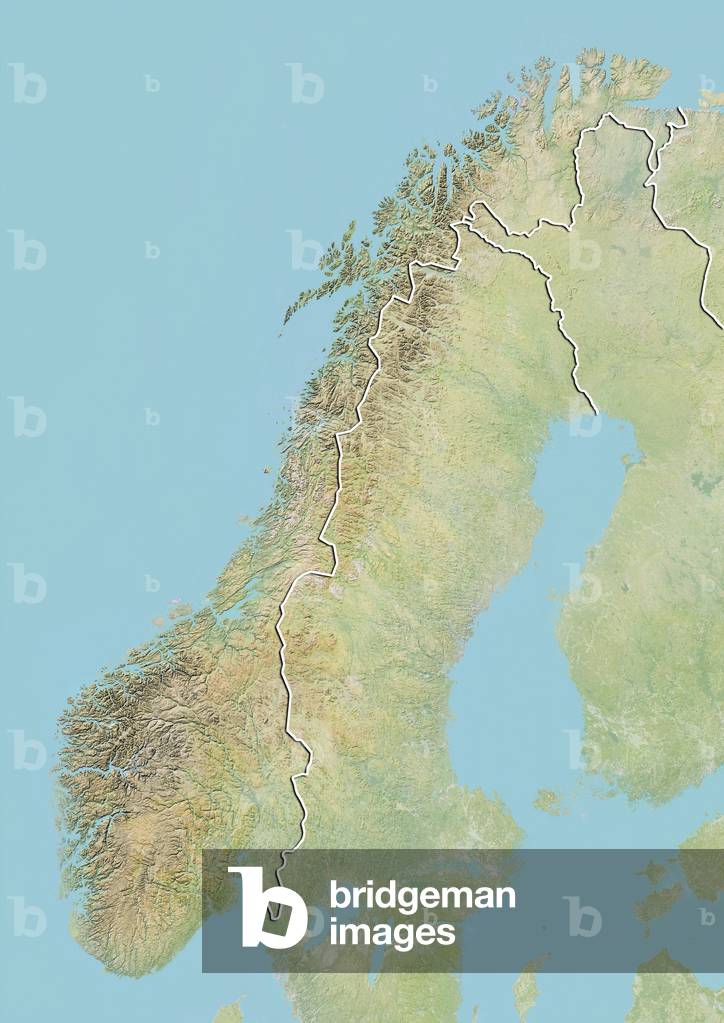 Image of Relief map of Norway (with border). This image was compiled