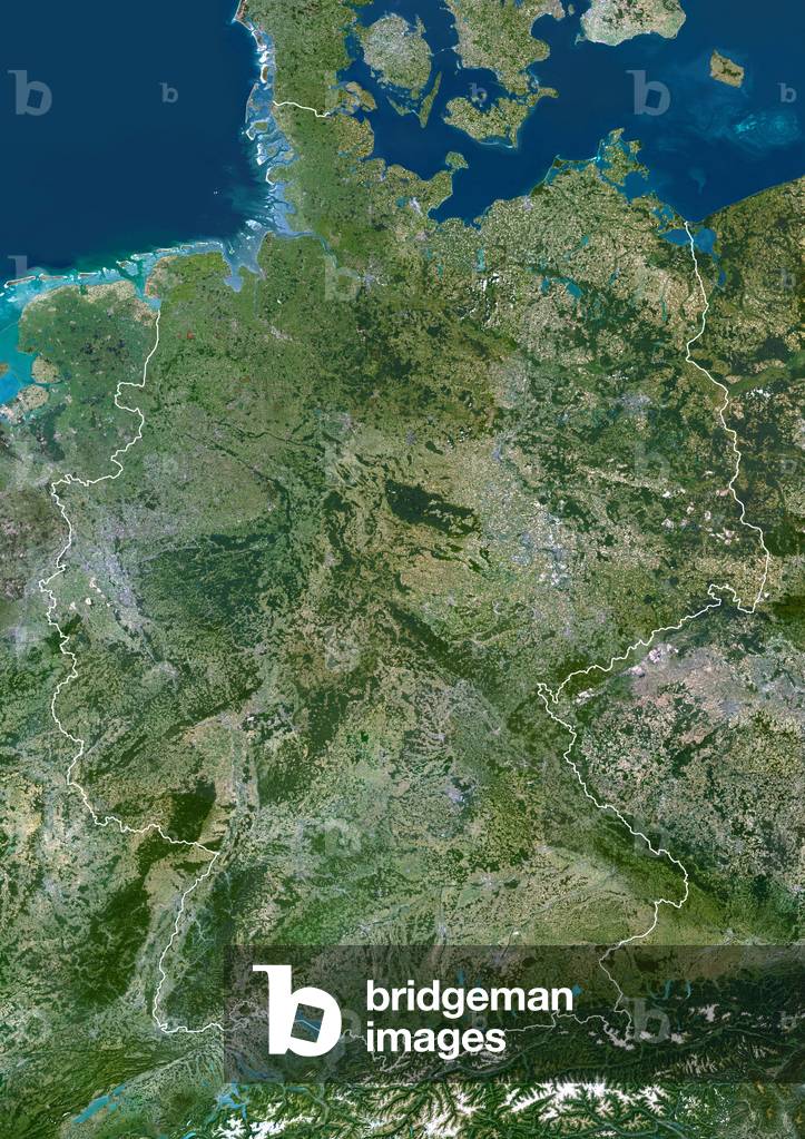 Image of Germany, True Colour Satellite Image With Border. Germany ...