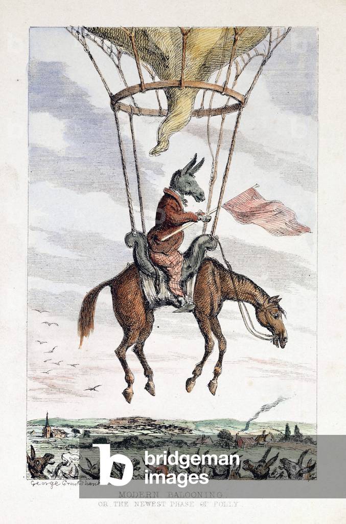 Image of 'Modern Balooning (sic), or the newest phase of folly', 19th
