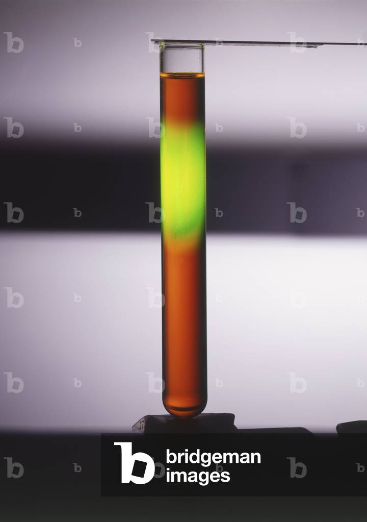 Image of A test tube contaiing a solution of sodium fluorescein