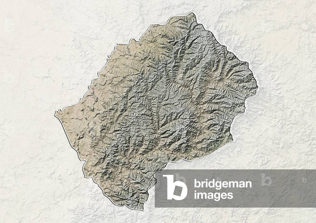 Image of Relief map of Lesotho (with border and mask). This image