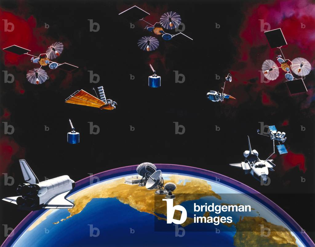 Image of Satellites, Communication, USA TDRSS constellation and ground ...