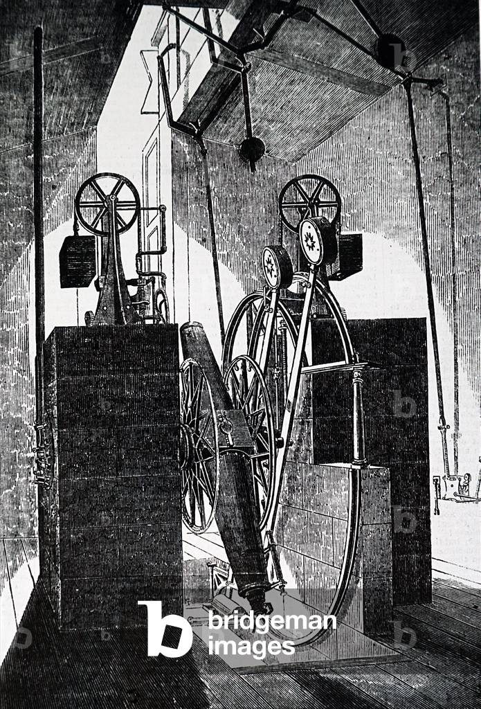 Image of Engraving depicting a transit instrument, used for finding ...