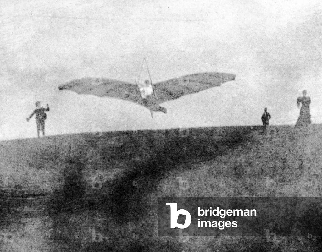 Image of Percy Pilcher, English designer and glider aeronaut, flying ...