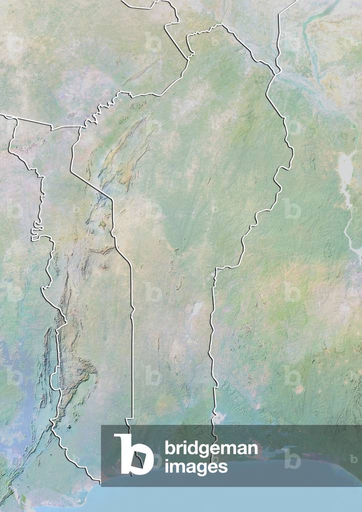Image of Relief map of Benin (with border). This image was compiled