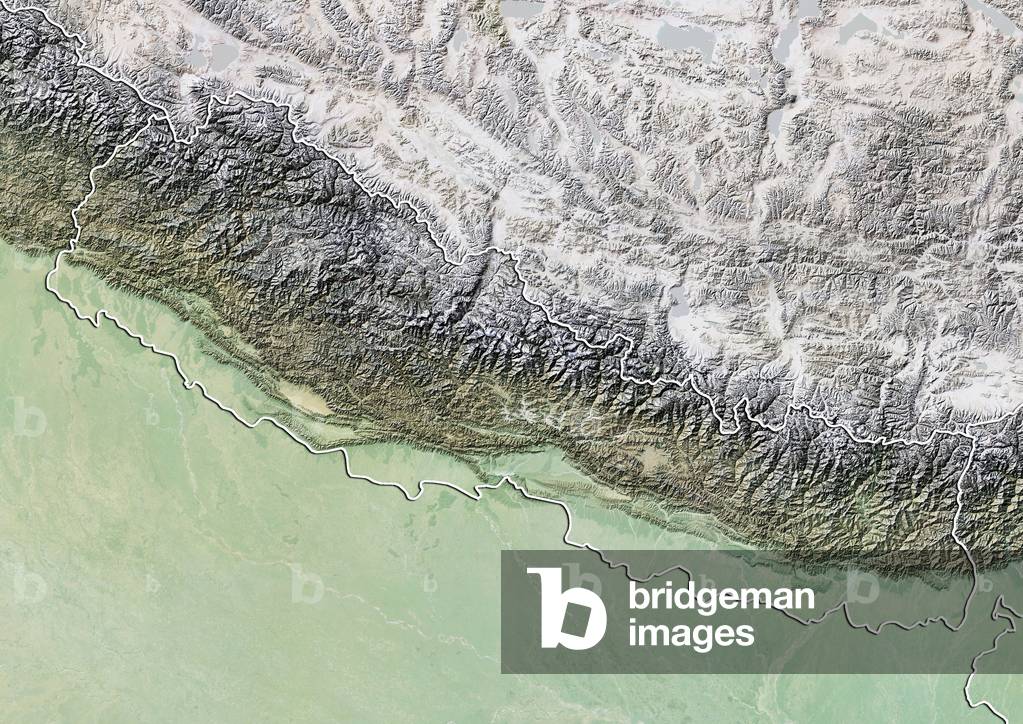 Image of Relief map of Nepal (with border). This image was compiled