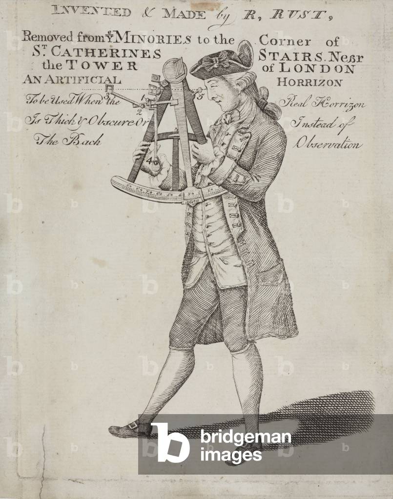 Image of Naval officer using an octant, late 18th century